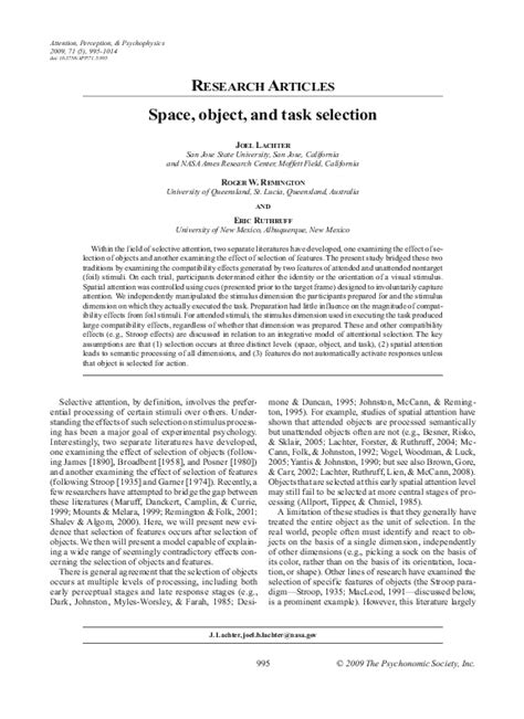 pdf space object and task selection roger remington