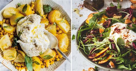 Recette de burrata aux pêches grillées Marie Claire