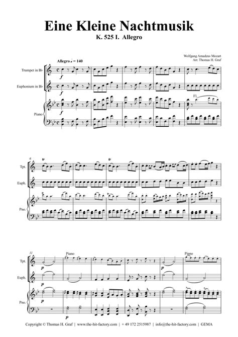Eine Kleine Nachtmusik Allegro W A Mozart Piano Trio Tpt Euph