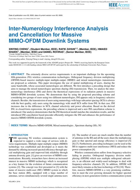 pdf inter numerology interference analysis and cancellation for massive mimo ofdm downlink systems