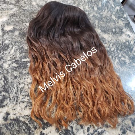 Aplique Tic Tac Cabelo Humano Castanho Ondulado C Ombre Hair Mel