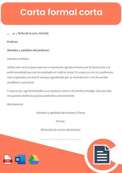 Carta Formal Corta Guías y Modelos Online Word Pdf