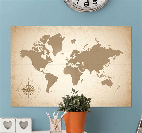 Quadro Decorativo Mapa Mundi Vintage Velho TenStickers