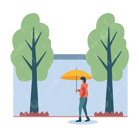 우산 벽을 복용 비오는 남자 그림 비 오는 날 우산 그 남자 PNG 일러스트 및 벡터 에 대한 무료 다운로드 Pngtree