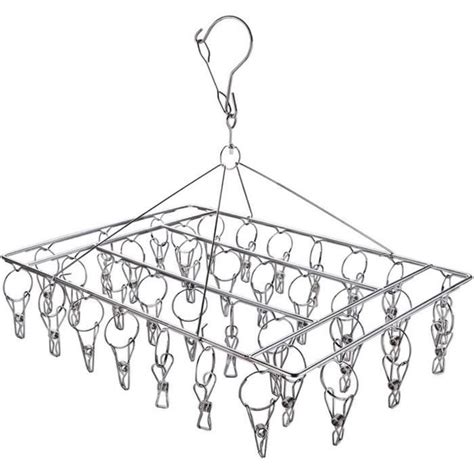 Etendoir Chaussette Inox Séchoir À Linge Avec 36 Pinces Coupe Vent