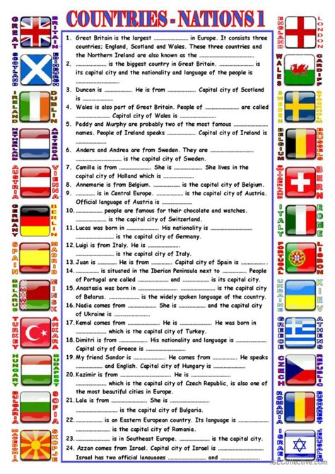 COUNTRIES 1 English ESL Worksheets Pdf Doc