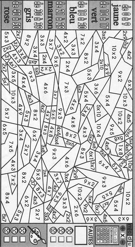 Coloriage Magique Les Tables De Multiplication Math Coloring Math