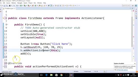 6 java awt program for button using actionlistener youtube