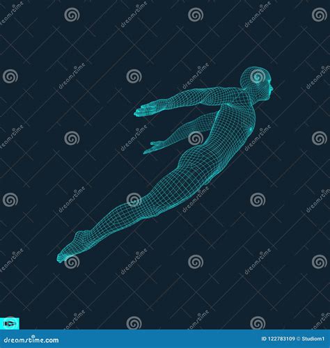 Hovering In Air Man Floating In The Air D Model Of Man Human Body