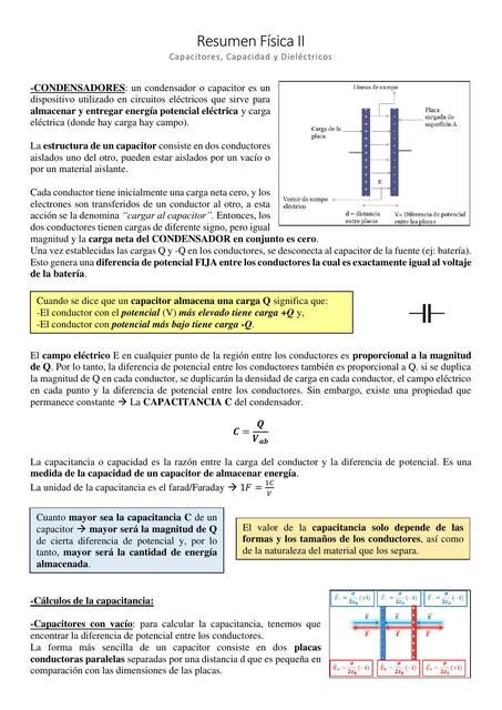 Resumen Física 2 capacitores capacidad y dieléctricos Emi De