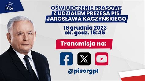 WARSZAWA Oświadczenie prasowe Prezesa PiS J Kaczyńskiego YouTube