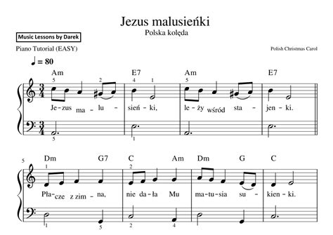 Jezus malusieńki Polish Christmas Carol EASY PIANO arr Darek