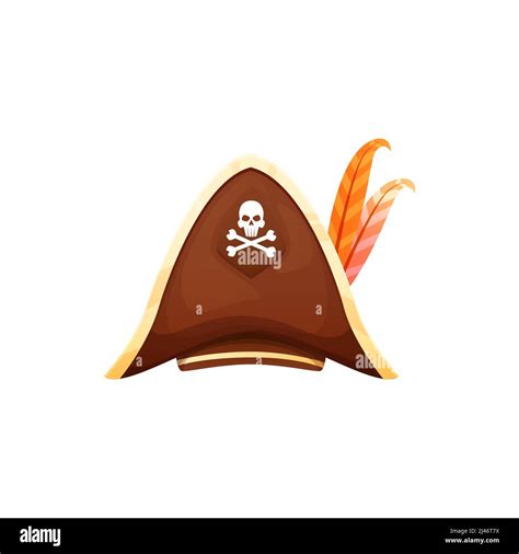 Pirate Tricorn Brown Hat With Jolly Roger Caribbean Captain Headwear