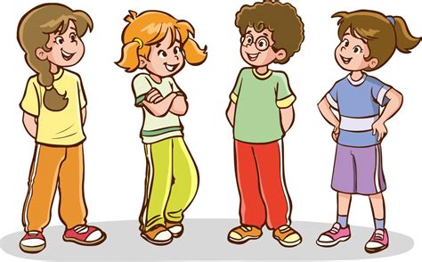 niños lindos de pie hablando vector de dibujos animados 17076270 Vector