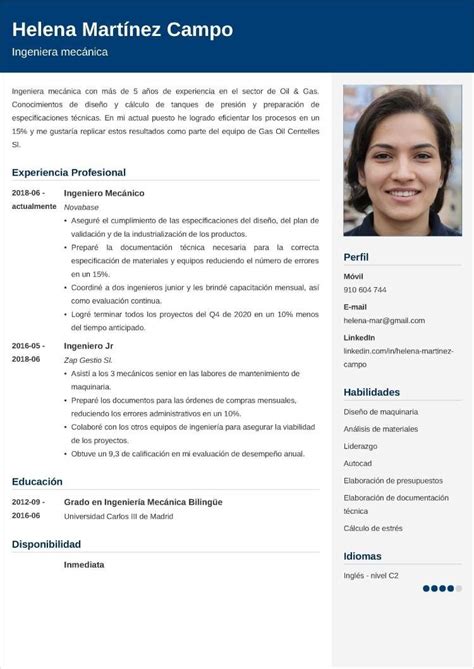Decir Estoy Enfermo Salchicha Plantilla Cv Ingeniero Industrial