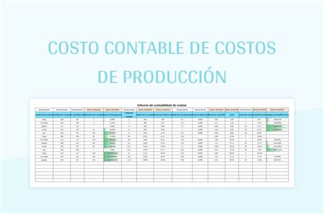 Plantilla de Formato Excel Contabilidad De Costos De Producción y Hoja
