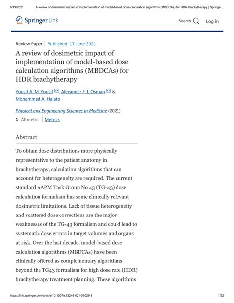 pdf a review of dosimetric impact of implementation of model based dose calculation algorithms