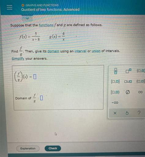 solved o graphs and functions quotient of two functions