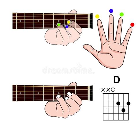 Guitar Chord Basic And Hand Position For Guitar Chord Vector Isolated