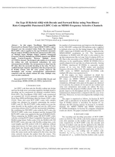 pdf on type ii hybrid arq with decode and forward relay using · other hand the decode and