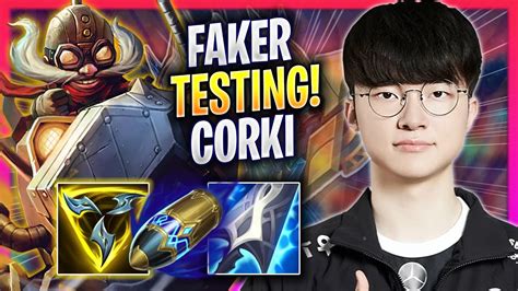 FAKER TESTING CORKI IN KOREA SOLOQ T1 Faker Plays Corki MID Vs