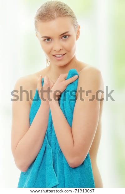 Portrait Beautiful Naked Woman Covering Her Stock Photo 71913067