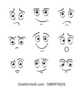Cartoon Face Emotion Set Various Facial Stock Vector Royalty Free