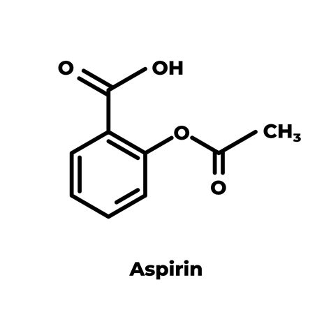 Molécula de fármaco aspirina de ácido acetilsalicílico fórmula