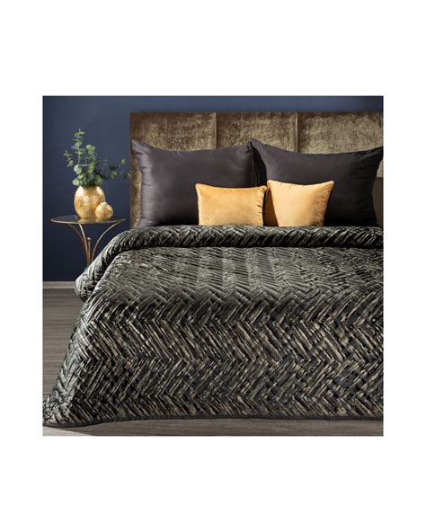 Narzuta velvet 170x210 Agata czarna złota Eurofirany Sklep z pościelą