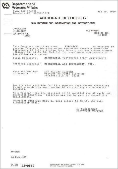 Letter Of Eligibility Gi Bill