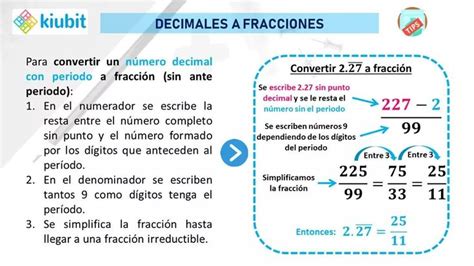 Convertir números decimales a fracción Fracciones Fracciones