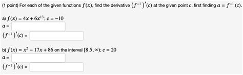 solved 1 point for each of the given functions f x find