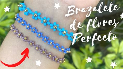 Pulsera De Flores Con Mostacillas Youtube