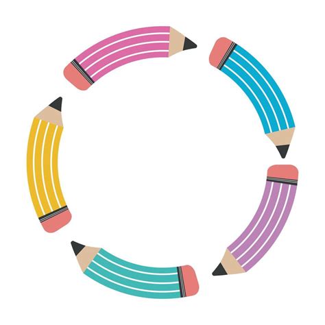 Round Pencil Frame Color Vector Isolated Illustration 10638907 Vector