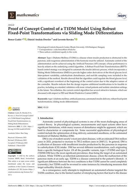 pdf proof of concept control of a t1dm model using robust fixed point transformations via