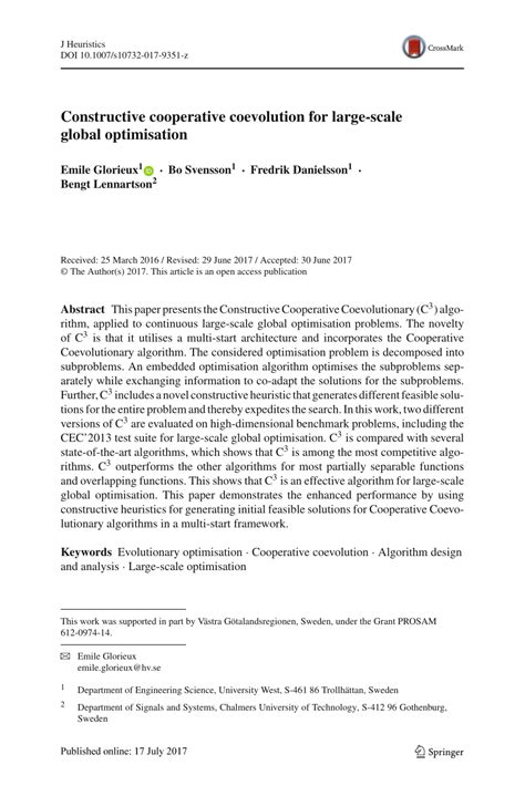pdf constructive cooperative coevolution for large scale global optimisation