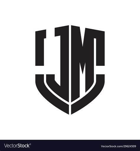 Jm Logo Monogram With Emblem Shield Shape Design Vector Image
