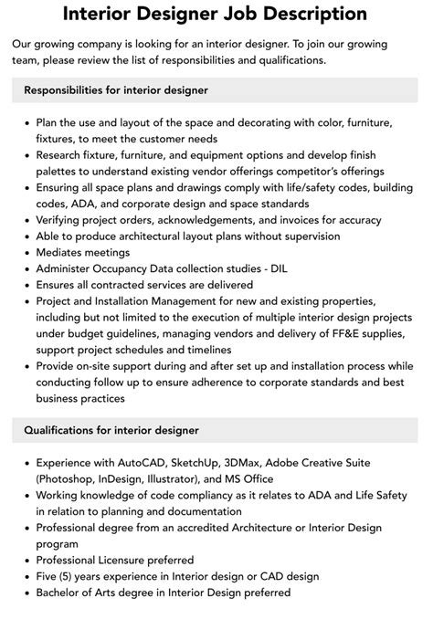 Interior Designer Duties And Responsibilities Billingsblessingbags Org