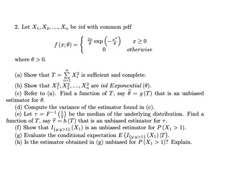 solved 2 let x1 x2 xn be iid with common pdf 2 50