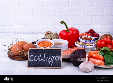 Alimentos ricos en colágeno Productos saludables Fotografía de stock