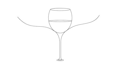Desenho contínuo de uma única linha abstrata simples de copo de vinho