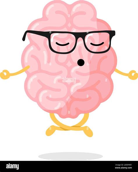 Lindo Dibujo Animado Inteligente Personaje De Cerebro Humano Con Gafas