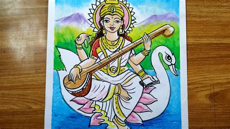 How To Draw Saraswati Devi Maa Saraswati Ful Figer Drawing Line Art Maa