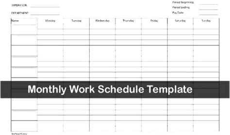 Monthly Work Schedule Template Excel Sampletemplatess Sampletemplatess