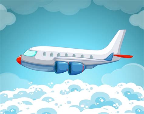 Avião voando no céu Vetor Premium