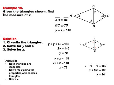 math example solving equations solving equations using triangle properties example 10