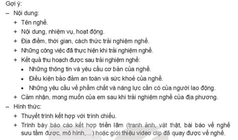 Hoạt động 3 Lập kế hoạch và thực hiện trải nghiệm nghề trang 58 SGK