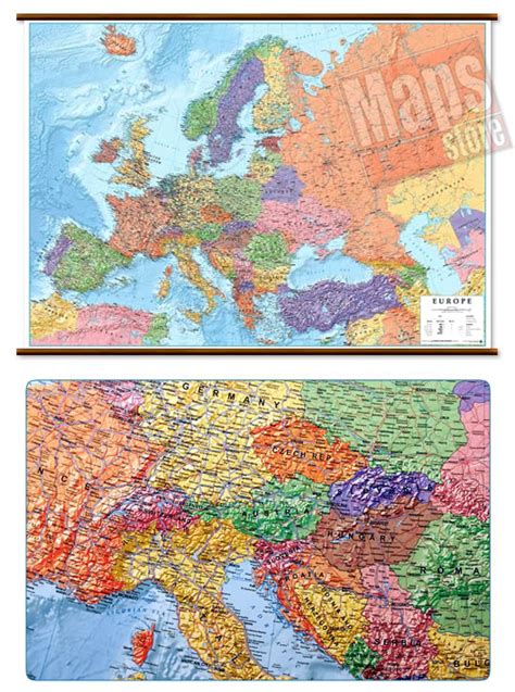 Mappa Murale Mappa Murale D Europa Con Cartografia Politica E Fisica