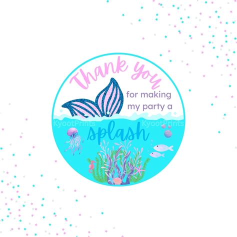 Mermaid Thank You Tags Mermaid Birthday Favor Tag Printable Birthday