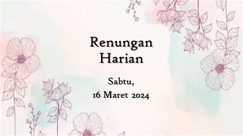 Renungan Harian Hari Ini 16 Maret 2024 Bacaan Injil